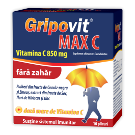 Gripovit MAX C fӑrӑ zahӑr 10 plicuri
